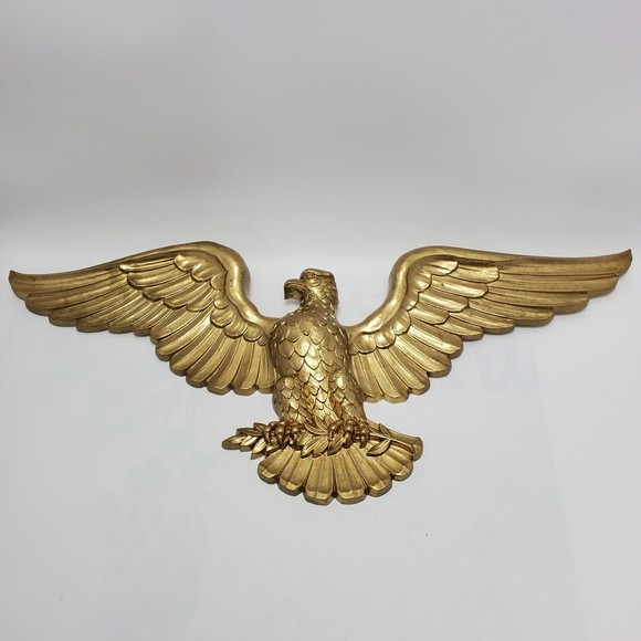 Art | Vintage Syroco Bald Eagle Gold Plated Wall Hanging Plaque ...